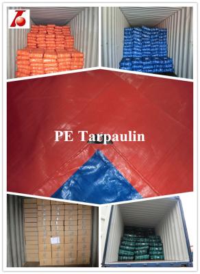 China orange/blue 190g heavy duty eyelets pe tarpaulin for sale