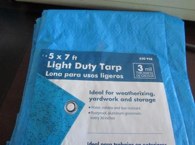 China Waterproof 5X7ft 90g blue HDPE woven fabric tarpaulin for sale