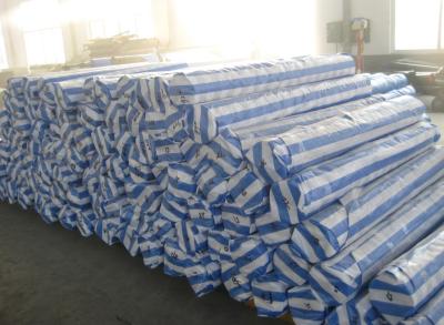 China blue/white pe plastic in roll,stripe tarpaulin for sale