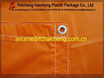 China orange pvc coated canvas tarpaulin truck cover for sale