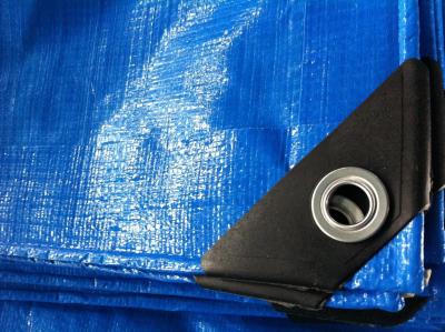 China 160gsm blue color plastic tarpaulins with matel eyelets reinforced corners for sale