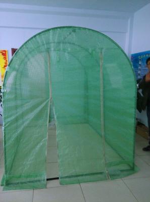 China arched garden greenhouse, steel pipe tube frame +140gsm green leno tarp cover, 1.8x2.4m for sale