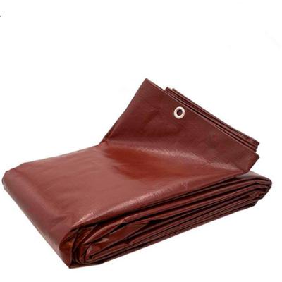 China 15mil thickness heavy duty ready made brown tarpaulin pe tarpaulin truck cover trailer cover for sale
