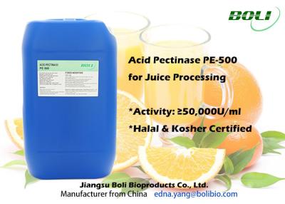 China Food Grade Pectinase PE-500 50000 U/ml Liquid for Juice Clarification and Viscosity Reduction for sale
