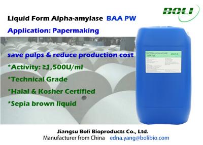 China Liquid Form Low - Temperature Alpha Amylase Enzyme PW Cost Saving For Papermaking for sale