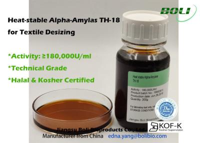 China Liquid Alpha Amylase 180000 U/ml for Textile Desizing Heat Resistant for sale