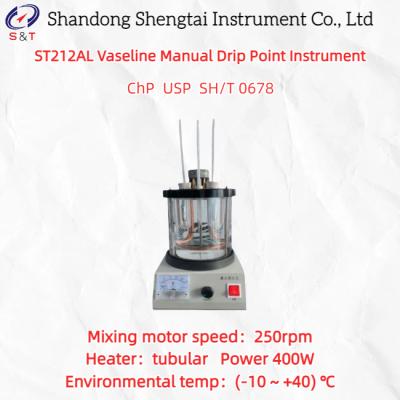 China Manual Vaseline Drip Point Instrument with 110mm Glass Test Tube 250rpm Mixing Motor and 400W Heater for sale