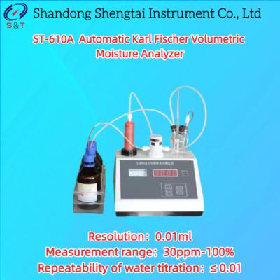 China ST-610A Automatic Karl Fischer Moisture Analyzer with 30ppm-100% Range and 0.01ml Resolution for sale