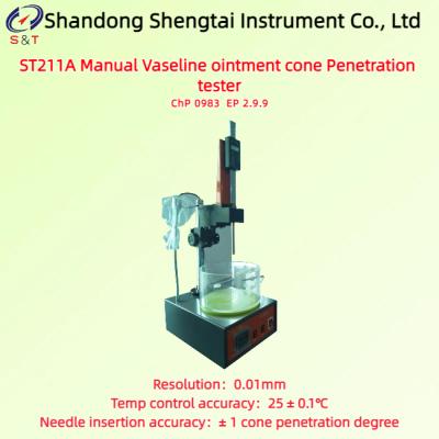 China Manual Vaseline Ointment Cone Penetration Analyzer Mearsure 0 - 70mm Temp Control 25 ± 0.1℃ EP 2.9.9 for sale