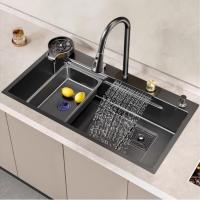 China Household Kitchen Drop In Workstation Sink Flying Rain Waterfall 30 Inch With Faucet for sale