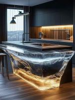 China High Gloss Transparent Resin Reception Desk Corporate Office Bank Furniture Luxury Epoxy Clear Crystal Dining Table for sale