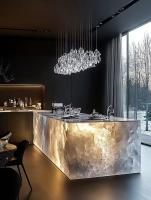 China High Gloss Transparent Resin Reception Desk Corporate Office Bank Furniture Luxury Epoxy Clear Crystal Dining Table for sale