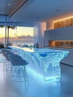 China High Gloss Transparent Resin Reception Desk Corporate Office Bank Furniture Luxury Epoxy Clear Crystal Dining Table for sale
