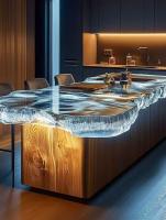 China High Gloss Transparent Resin Reception Desk Corporate Office Bank Furniture Luxury Epoxy Clear Crystal Dining Table for sale