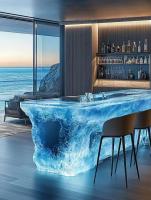 China High Gloss Transparent Resin Reception Desk Corporate Office Bank Furniture Luxury Epoxy Clear Crystal Dining Table for sale