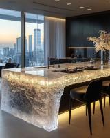 China High Gloss Transparent Resin Reception Desk Corporate Office Bank Furniture Luxury Epoxy Clear Crystal Dining Table for sale