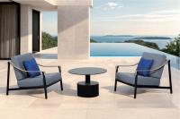 China Outdoor Wood Top Aluminum Round Cafe Table Set Furniture For Hotel Restaurant Balcony Courtyard for sale