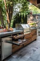 China Full Outside Section for Live Cooking Show with Gas & Grill Outdoor Cooking Restaurant Stainless Steel Roof Pizza Stove Outdoor Grill Gas Burner BBQ Outdoor Kitchen for sale