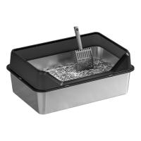 China Stainless Steel Cat Litter Box High Enclosure Scoop Non-Stick Anti-Leakage Easy to Clean for sale