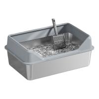 China Stainless Steel Cat Litter Box High Enclosure Scoop Non-Stick Anti-Leakage Easy to Clean for sale