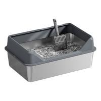 China Stainless Steel Cat Litter Box High Enclosure Scoop Non-Stick Anti-Leakage Easy to Clean for sale