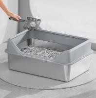 China Stainless Steel Cat Litter Box High Enclosure Scoop Non-Stick Anti-Leakage Easy to Clean for sale