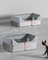China Stainless Steel High Lid and Footboard Semi-Automatic Quick Cleaning Cat Litter Box for sale
