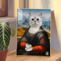 China Pet Portrait Wall Art in Custom Aluminum Alloy Frame for Living Room Spoof Cat Mural for sale