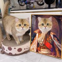 China Pet Portrait Wall Art in Custom Aluminum Alloy Frame for Living Room Spoof Cat Mural for sale