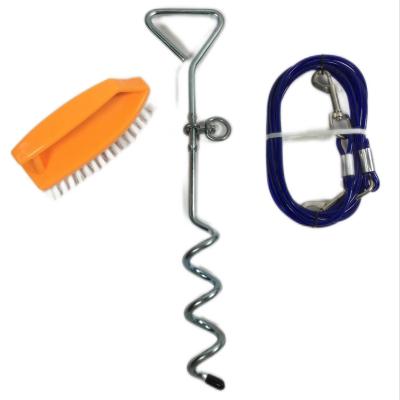 China 470g Heavy Duty Pet Dog Spiral Steel Strap Cable Metal Anchor for Travel Outdoor Tie-out Chains for sale