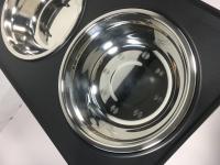 China Black Stainless Steel Double Bowls Stand for Large Dogs No Spill Non-Slip Adjustable Height Cervical Protection for sale