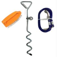 China Wire Rope Size 5mmx3m Heavy Duty Pet Dog Spiral Steel Strap Cable Metal Anchor for Outdoor for sale