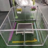 China Indoor Folding Dog Playpen Transparent Acrylic Portable Pet Fence with Animal Pattern for sale