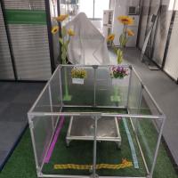 China Indoor Folding Dog Playpen Transparent Acrylic Portable Pet Fence with Animal Pattern for sale