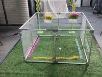 China Indoor Folding Dog Playpen Transparent Acrylic Portable Pet Fence with Animal Pattern for sale
