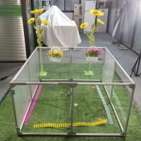 China Button Closure Portable Pet Playpen for Indoor Semi-circle Design Transparent DIY 6/8/10/12 Pcs for sale