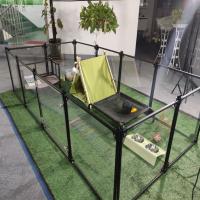 China Animal Pattern Aluminum Folding Pet Playpen Kennel 12 Panels Black 65 x 91 cm for Dogs for sale
