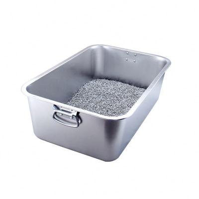 China Kitty Open Large Toilet Pet Stainless Steel Litter Box for Easy Cleaning 45x30x10cm for sale