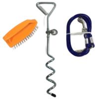 China Double Head Hook Steel Wire Traction Rope for Dogs Pet Spiral Ground Nail Fixed Pile for sale