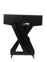China Black Pet Lift Table Stainless Steel Dog Bowl Drinking Table Adjustable Feeding Bowl 45*26*28cm for sale