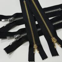 China Light Gold #3 Y-Shape Metal Zipper High Tensile Strength Brass Teeth 80-120cm for sale