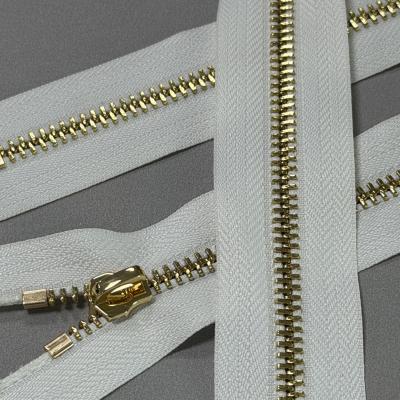 China Uniform Color #5 Y Shape Metal Zipper Shiny Gold High End Leather Fashion Accessory for sale