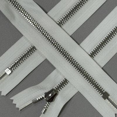 China Bright Nickel Rugged Metal Zip #5 Durable Double Pointed Teeth Zipper for sale