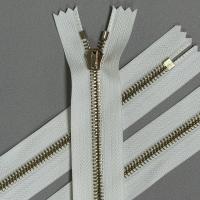 China Light Gold Flexible Brass Zipper #5 Double Pointed Teeth Metal Zipper 80cm for sale