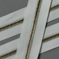 China Light Gold Flexible Brass Zipper #5 Double Pointed Teeth Metal Zipper 80cm for sale