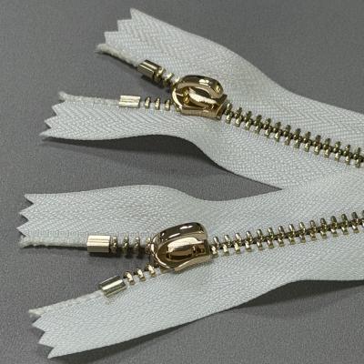 China Y Shaped Metal Brass Zipper Light Gold #5 Oxidation Fading Resistant 80cm for sale