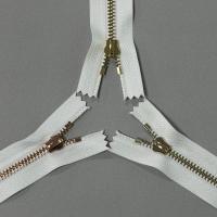 China Y Shaped Closed End Metal Zipper #5 Shiny Gold Water Washing Dry Cleaning Resistant for sale