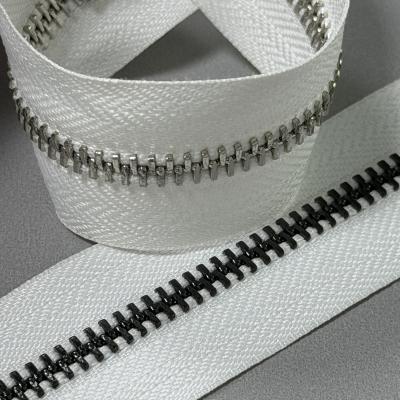China Y Shape Metal Zipper #5 Ultra Durable Bright Nickel for Denim Jackets Workwear for sale