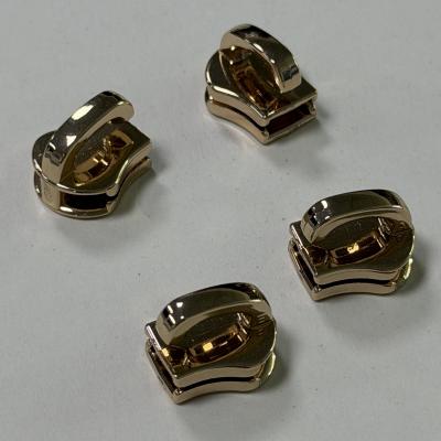China Thick Sturdy No 8 Non Lock Pin Lock Zipper Slider Light Gold Metal Heavy Duty for sale