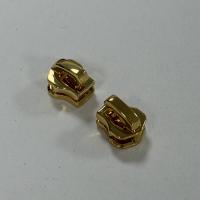 China Compact Size 3 Metal Zipper Slider Non Lock Pin Lock Gold Electroplated for sale